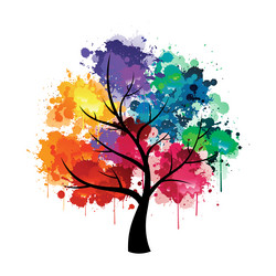 Colorful paint splat tree design Royalty Free Vector Image