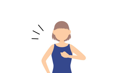 Girl student in swimsuitconfidently tapping his Vector Image