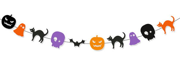 Cute orange and black halloween bunting garland Vector Image