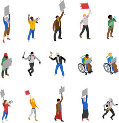 Protesting people isometric flowchart Royalty Free Vector