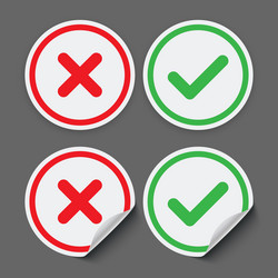 Red and green check marks made of brush strokes Vector Image
