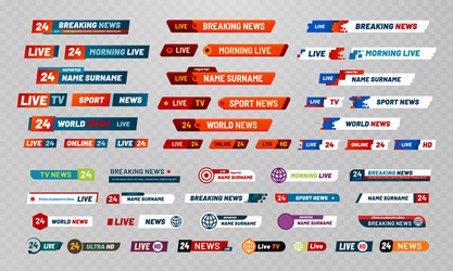 Tv news bar television broadcast media title Vector Image
