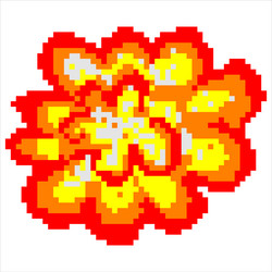 Nuclear explosion with pixel art Royalty Free Vector Image