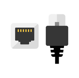 Lan cable connector plug icon Royalty Free Vector Image
