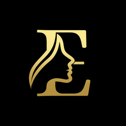 Letter e beauty face hair salon logo design Vector Image