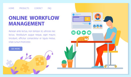 Networking online workflow management man works Vector Image