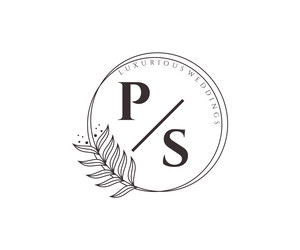 Ps initials letter wedding monogram logos Vector Image