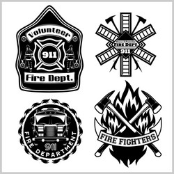 Fire department set - fireman s and emblems Vector Image