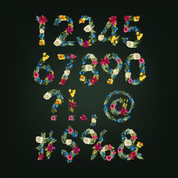 Retro font with floral letters and numbers Vector Image