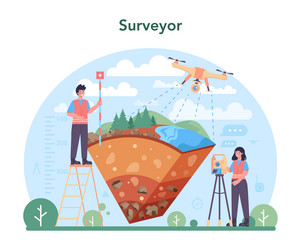 Surveyor concept geodesy science land surveying Vector Image