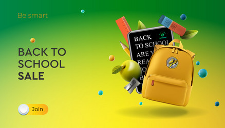 Back to school web banner yellow background Vector Image