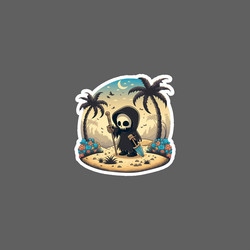 Cute grim reaper at the desert Royalty Free Vector Image