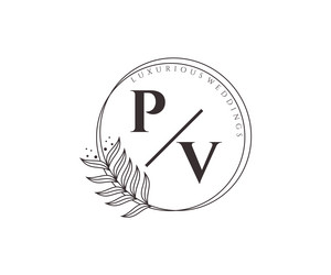 Pv initials letter wedding monogram logos Vector Image
