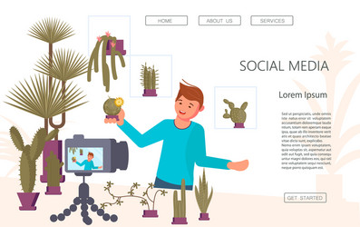 Landing webpage vlogging Royalty Free Vector Image