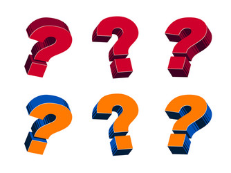 3d question mark query symbol icon design element Vector Image