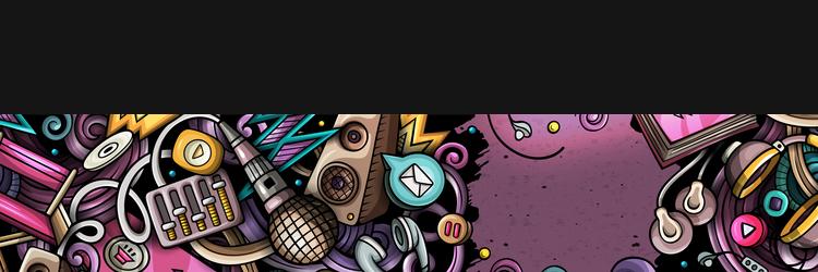 Audio content doodle banner cartoon horizontal Vector Image