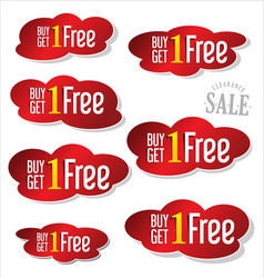 Buy 1 get 1 free sticker red collection Royalty Free Vector