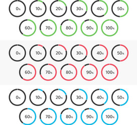 Pie chart full set ring percentage diagram Vector Image