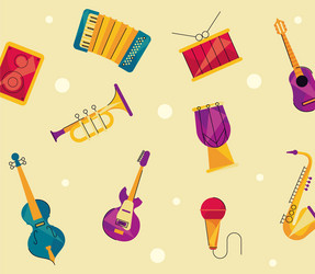 Musical instruments pattern Royalty Free Vector Image