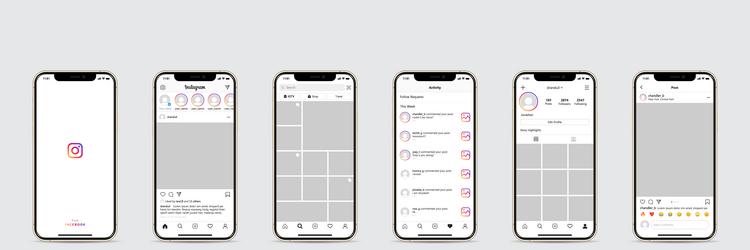 Set of iphone with instagram template frame Vector Image