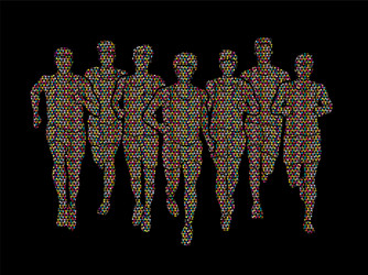 Marathon runners group of people running men run Vector Image