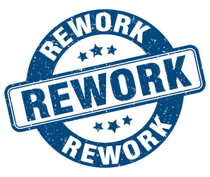 Rework stamp label round grunge sign Royalty Free Vector