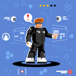 Boy with vr interface Royalty Free Vector Image