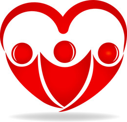 Friendship love heart shape logo design Royalty Free Vector