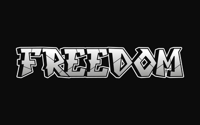 Freedom word graffiti style letters hand drawn Vector Image