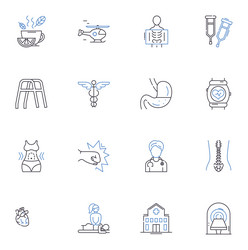 Mammogram screening line icons collection Vector Image