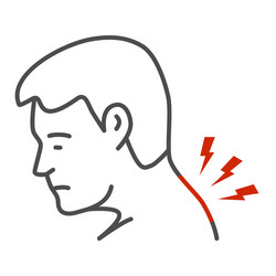 Neck pain line icon body concept man Royalty Free Vector