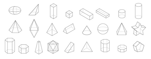 Geometric shapes outline basic Royalty Free Vector Image