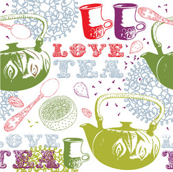 Vintage Tea Party Motif Royalty Free Vector Image