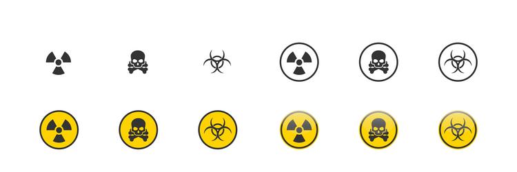 Danger yellow signs radiation biohazard death Vector Image