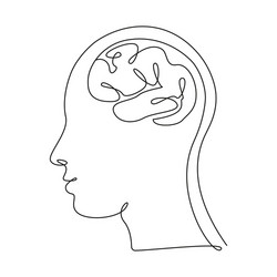 Continuous one line drawing of brain and human Vector Image