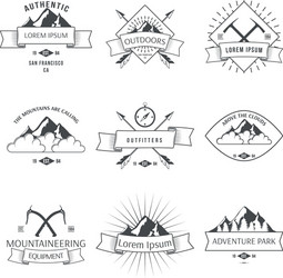 Mountain climbing camping icons Royalty Free Vector Image