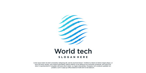 World tech logo design simple concept premium Vector Image