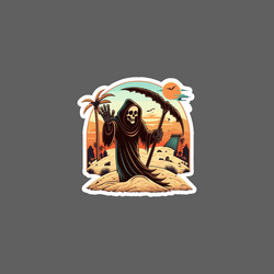 Cute grim reaper at the desert Royalty Free Vector Image