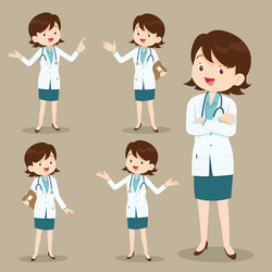 Woman doctor and cute family with baby Royalty Free Vector