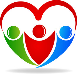 Friendship love heart shape logo design Royalty Free Vector