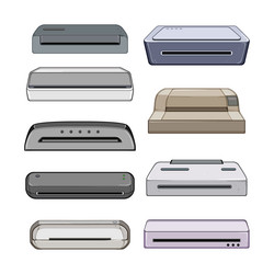 Label printer set cartoon Royalty Free Vector Image