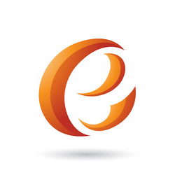 Orange striped crescent shape letter e Royalty Free Vector