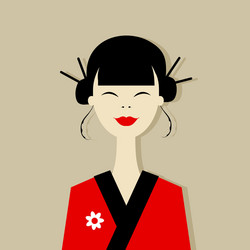 Asian woman on city background for your design Vector Image
