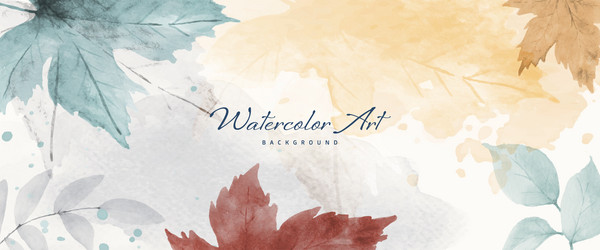 Watercolor banner of autumn leaves and branches Vector Image