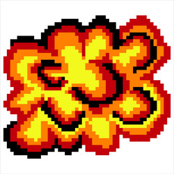 Nuclear explosion with pixel art Royalty Free Vector Image
