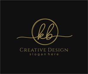 Kb initial handwriting logo design Royalty Free Vector Image