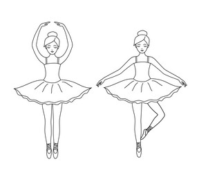 Ballerina doing arabesque isolated coloring page Vector Image