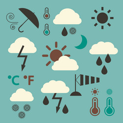 Hot and cold weather icons thermometers isolated Vector Image