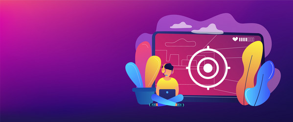 Video game walkthrough concept banner header Vector Image