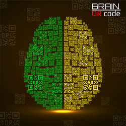 Qr code brain silhouette human brain with Vector Image
